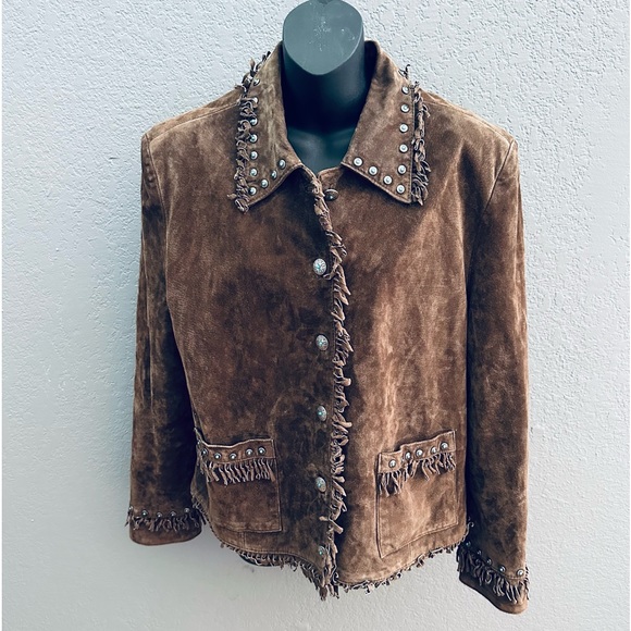 King Ranch | Jackets & Coats | King Ranch Vintage Suede Leather Studded ...